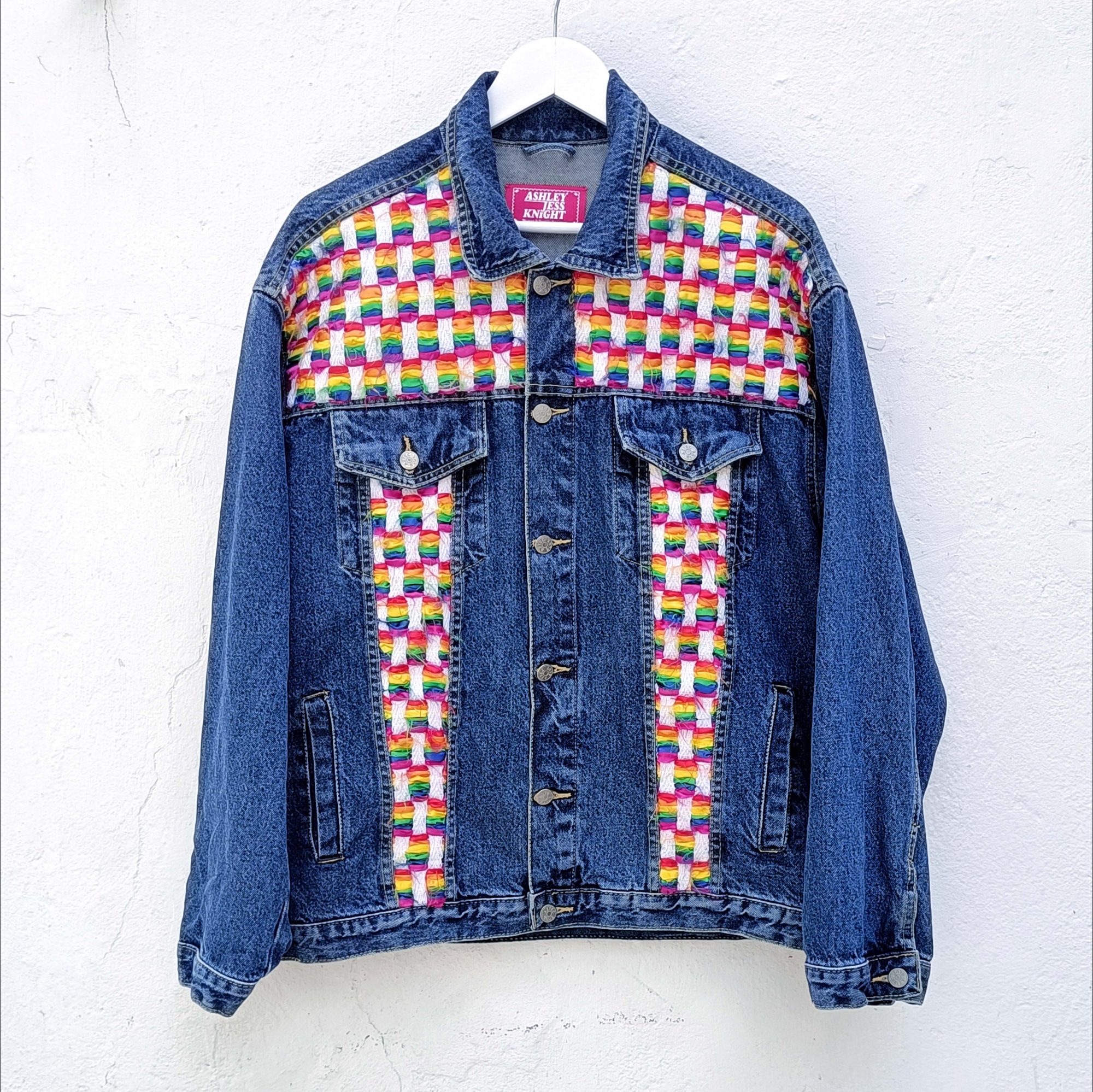 Upcycled Bespoke Pride rainbow Denim Jacket - Ashley Jess Knight